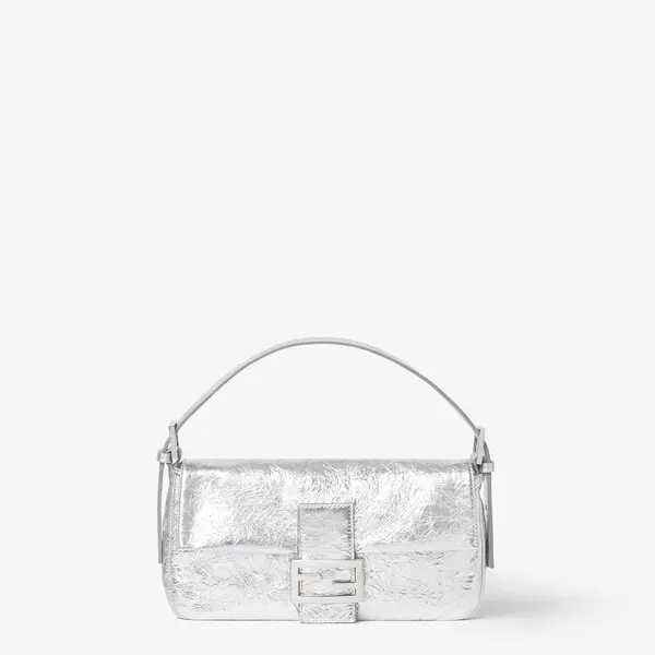 Fendi Baguette® 26424 Crackled Silver Leather Bag - [silver]